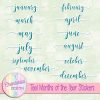 Free Teal Months of the Year Stickers Design Elements