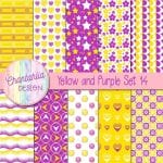 Free Yellow and Purple Digital Papers with Patterned Designs