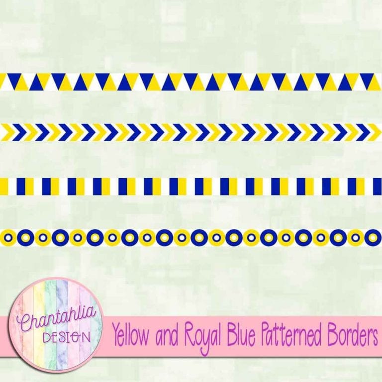 Free Yellow and Royal Blue Patterned Borders for Digital Scrapbooking