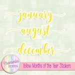 Free Yellow Months of the Year Stickers Design Elements
