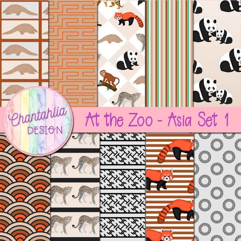 Free At the Zoo - Asia Digital Papers for Digital Scrapbooking