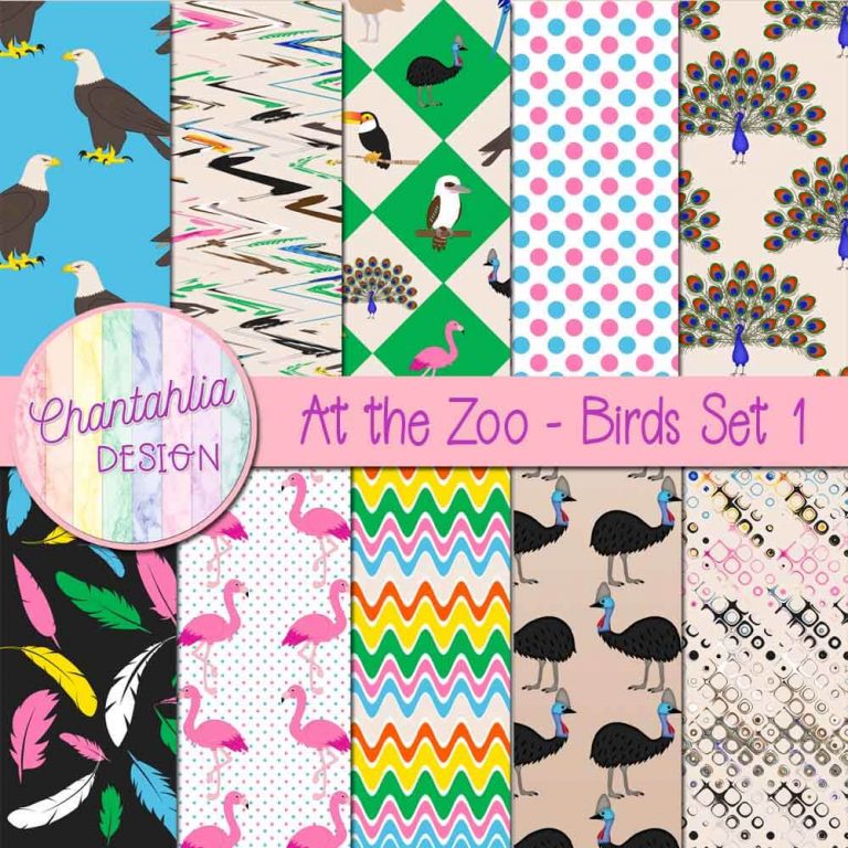 Free At the Zoo - Birds Digital Papers for Digital Scrapbooking