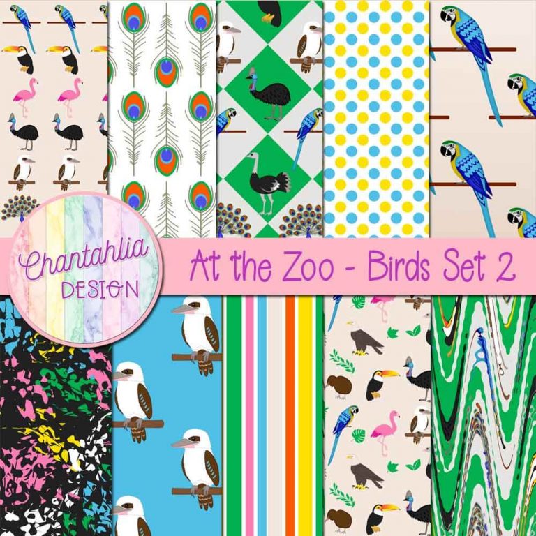 Free At the Zoo - Birds Digital Papers for Digital Scrapbooking