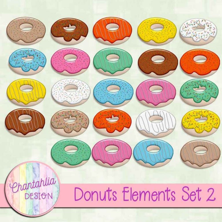 Free Donuts Design Elements for Digital Scrapbooking and other crafts