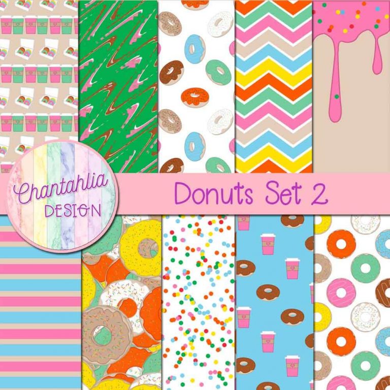 Free Donuts Digital Papers for Digital Scrapbooking