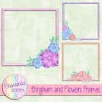 Free Gingham and Flowers Frames for Digital Scrapbooking