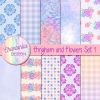 Free Gingham and Flowers Digital Papers for Digital Scrapbooking