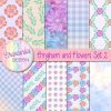 Free Gingham and Flowers Digital Papers for Digital Scrapbooking