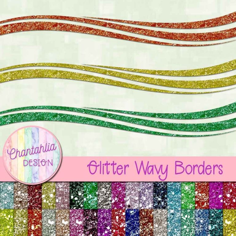 Free Wavy Border Design Elements in a Glitter Style