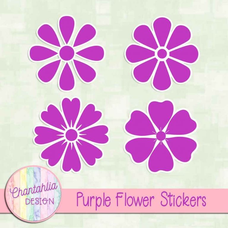 Free Purple Flower Stickers Design Elements