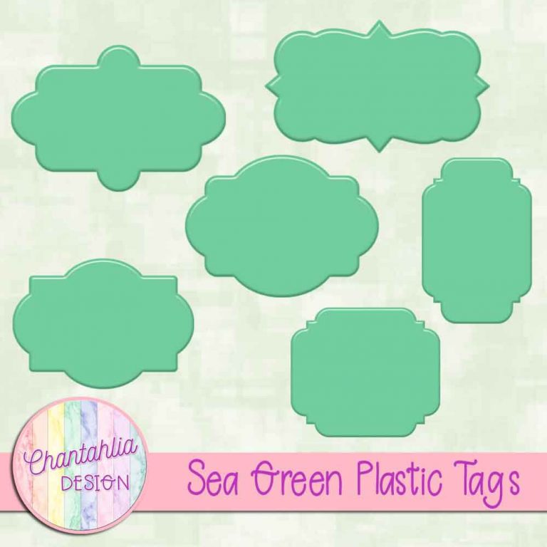 Free Sea Green Plastic Tags Design Elements