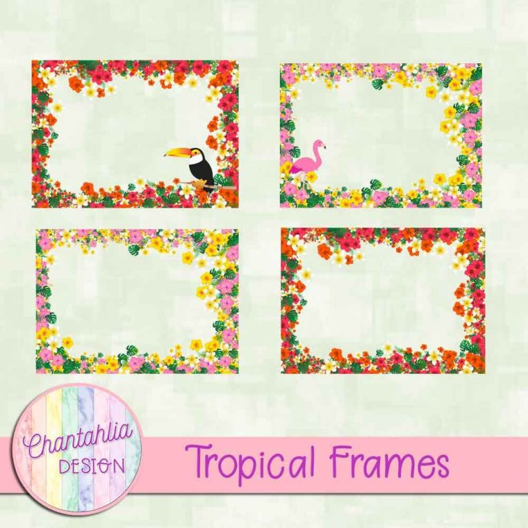 Free Tropical Frames for Digital Scrapbooking and other Crafts