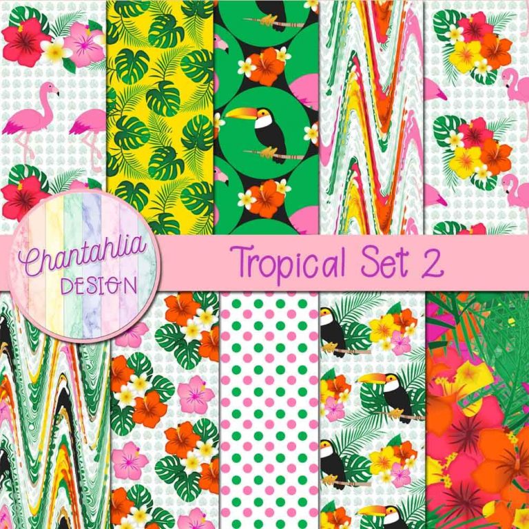 Free Tropical Digital Papers for Digital Scrapbooking