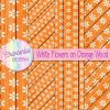 Free Digital Papers featuring white flowers on Orange Wood Designs