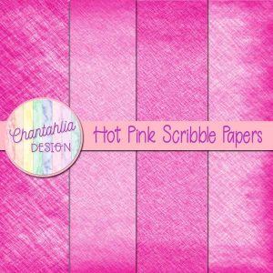 Free Digital Papers featuring Hot Pink Scribble Designs