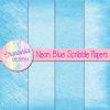 Free Digital Papers featuring Neon Blue Scribble Designs