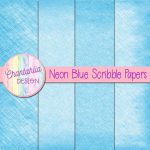 Free Digital Papers featuring Neon Blue Scribble Designs
