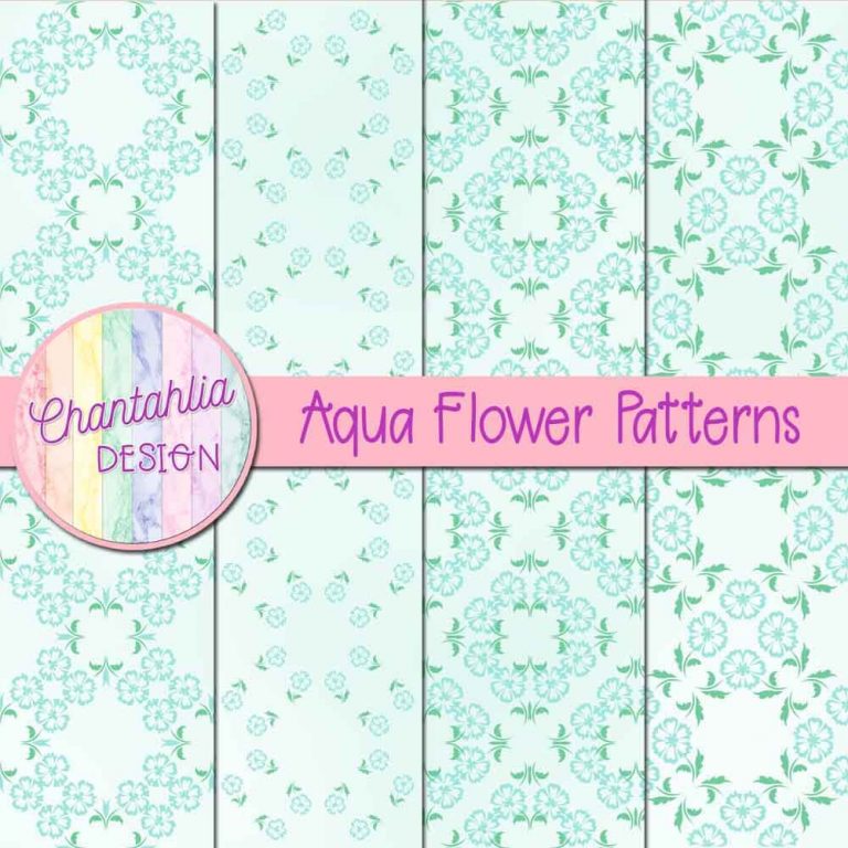 Free Digital Papers featuring Aqua Flower Patterns Designs