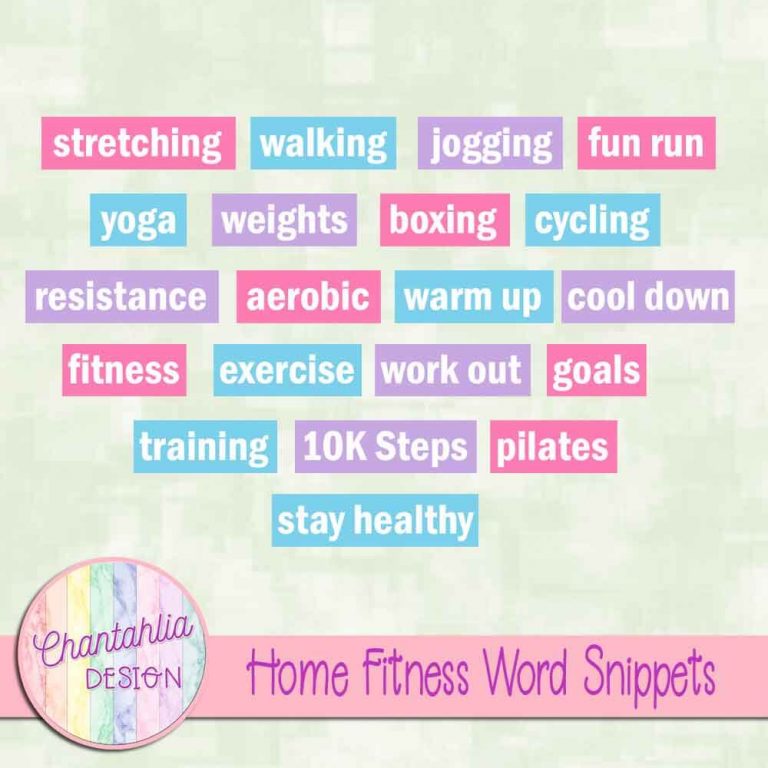 Free Home Fitness Word Snippets for Scrapbooking