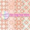 Free Digital Papers featuring Neon Orange Flower Patterns Designs