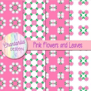 Free Digital Papers featuring Pink Flowers and Leaves Designs