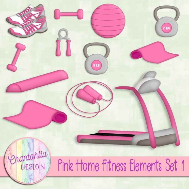 Free Home Fitness Design Elements in Pink for Scrapbooking