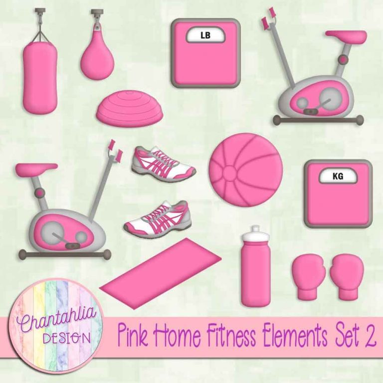 Free Home Fitness Design Elements in Pink for Scrapbooking