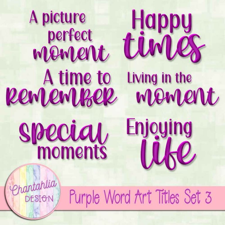 Free Purple Word Art Titles Design Elements