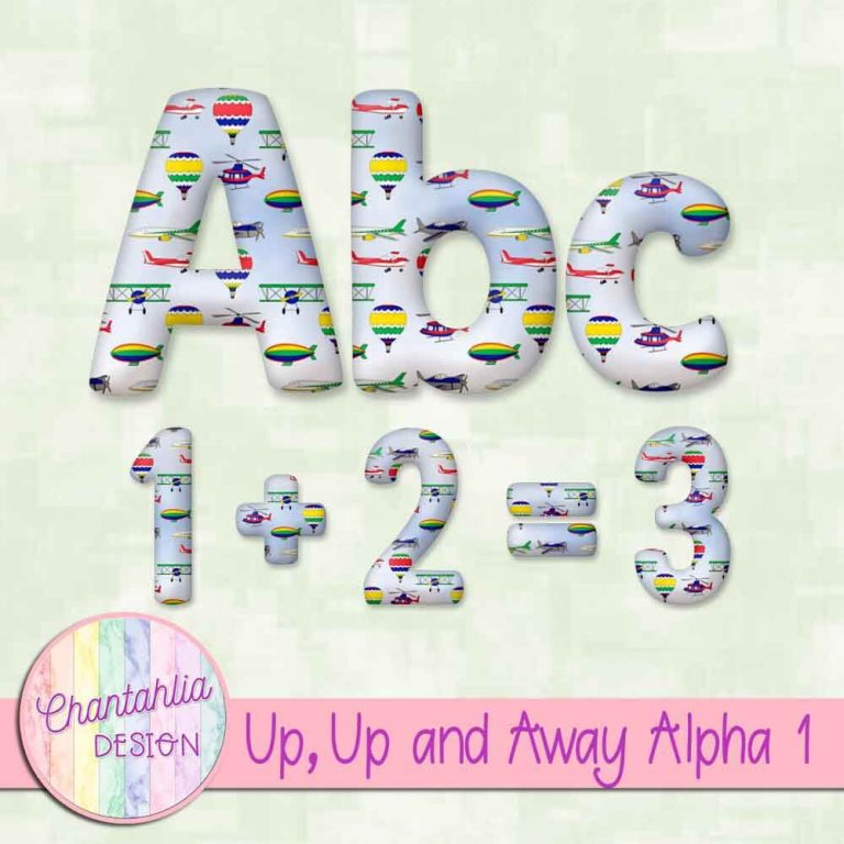 Free Up, Up and Away Alpha for Digital Scrapbooking and other crafts