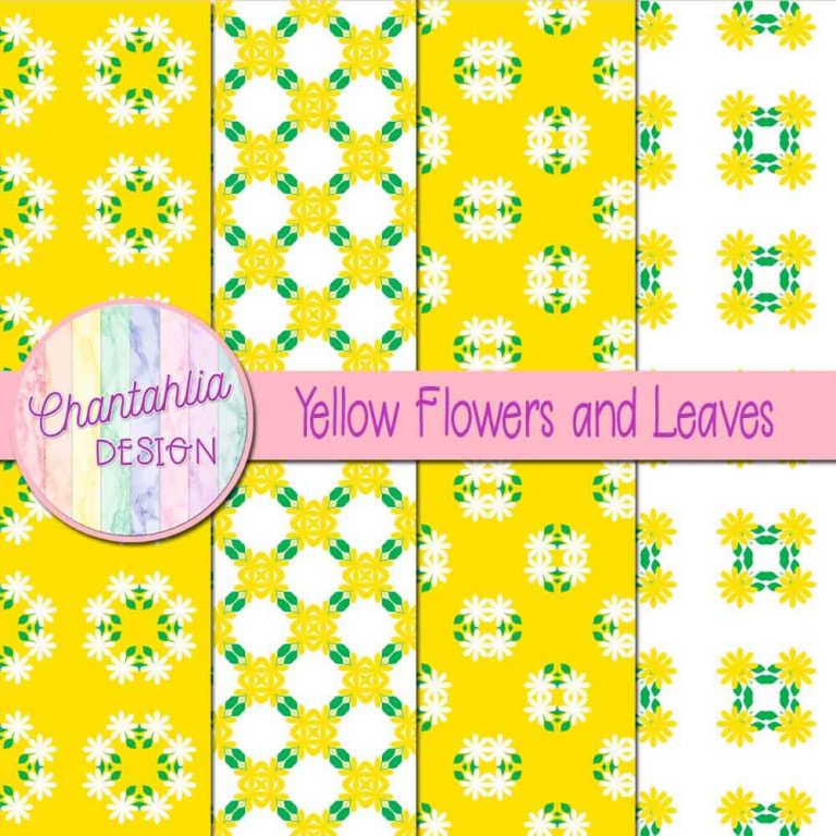 Free Digital Papers featuring Yellow Flowers and Leaves Designs