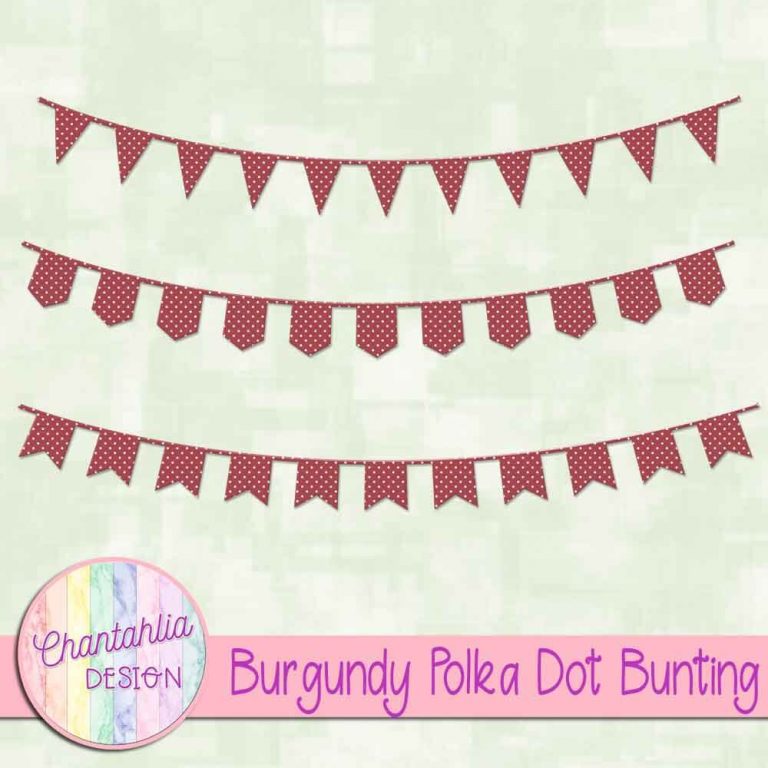 Free Burgundy Polka Dot Bunting Design Elements