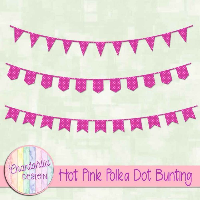 Free Hot Pink Polka Dot Bunting Design Elements