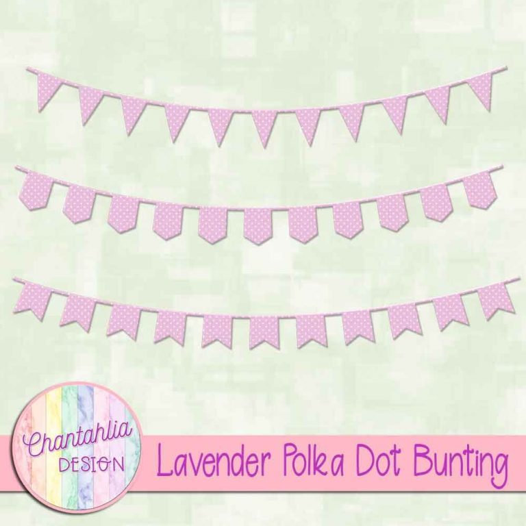 Free Lavender Polka Dot Bunting Design Elements