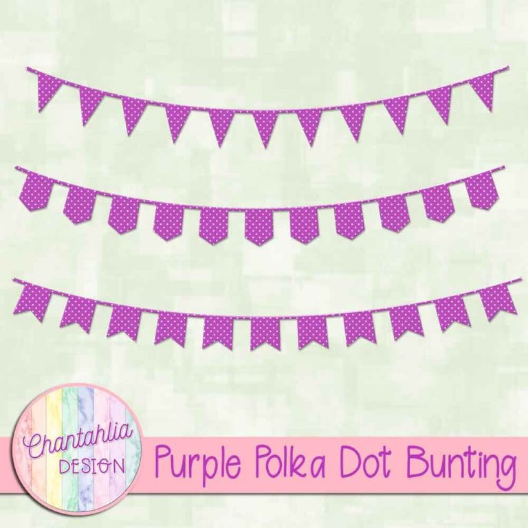 Free Purple Polka Dot Bunting Design Elements