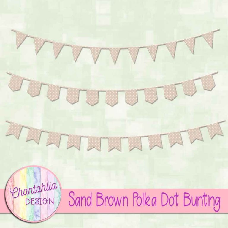 Free Sand Brown Polka Dot Bunting Design Elements