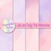Free Lilac and Dusty Pink Digital Papers with Watercolour Designs