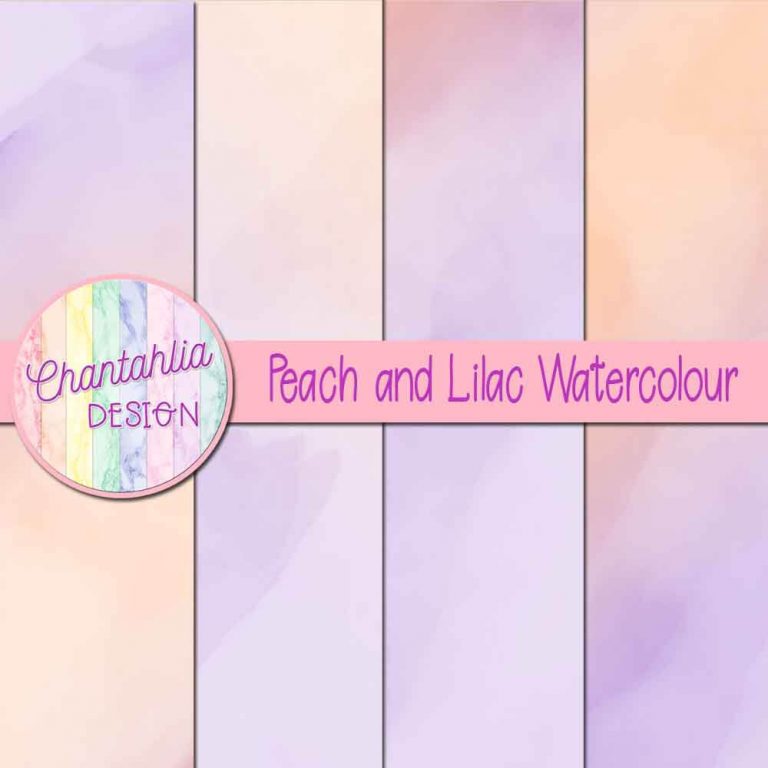 Free Peach and Lilac Digital Papers with Watercolour Designs