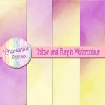 Free Yellow and Purple Digital Papers with Watercolour Designs
