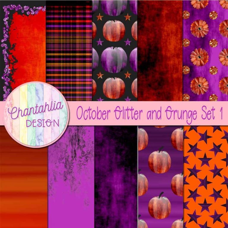 Free October Glitter and Grunge Digital Papers for Digital Scrapbooking