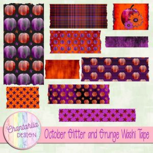 Free October Glitter and Grunge Washi Tape for Scrapbooking