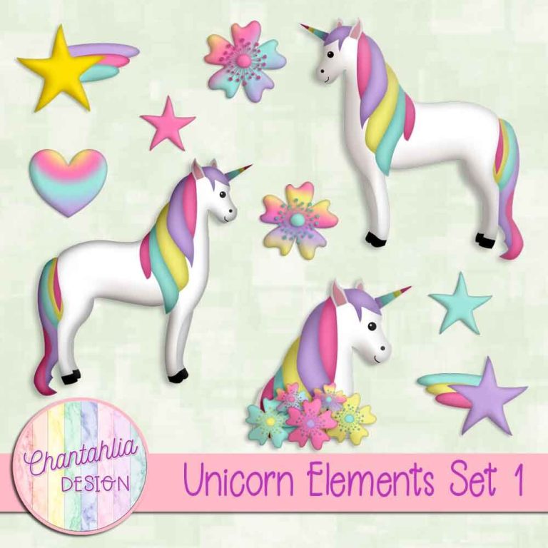 Free Unicorn Design Elements for Scrapbooking