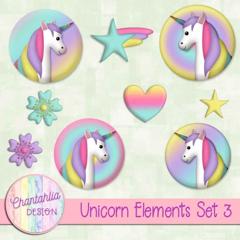 Free Unicorn Design Elements for Scrapbooking