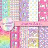 Free Unicorn Digital Papers for Digital Scrapbooking