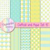 Free Daffodil and Aqua Digital Papers with Patterned Designs