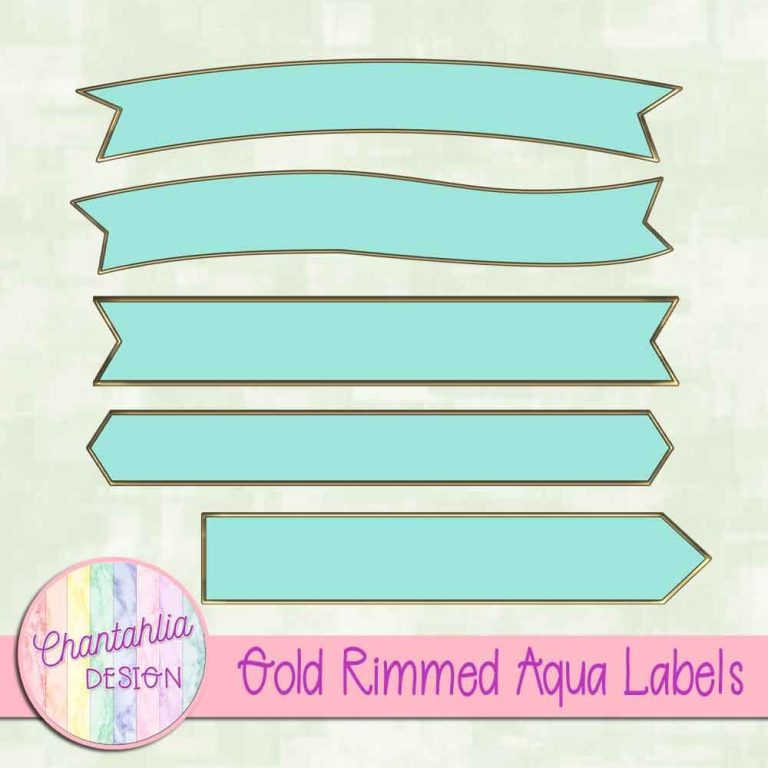 Free Gold Rimmed Aqua Labels Design Elements