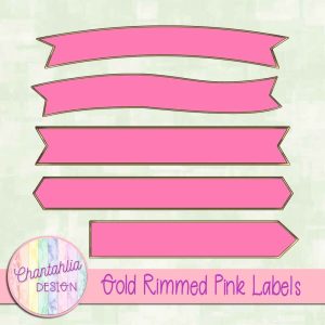 Free Gold Rimmed Pink Labels Design Elements