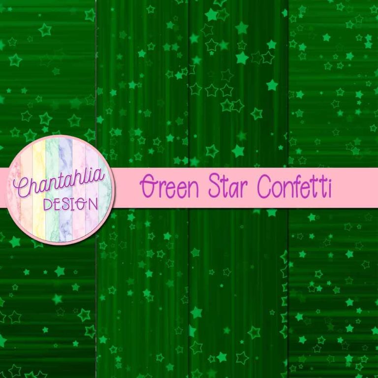 Free Digital Papers featuring Green Star Confetti Digital Papers