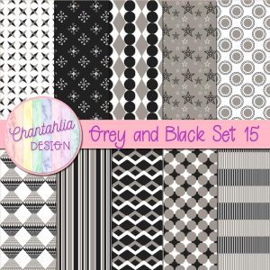 Free Grey and Black Digital Papers with Patterned Designs