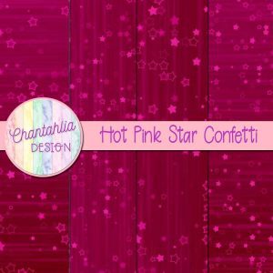 Free Digital Papers featuring Hot Pink Star Confetti Digital Papers