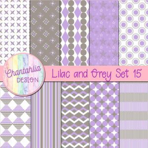 Free Lilac and Grey Digital Papers with Patterned Designs